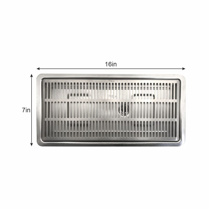 16″ x 7″ Flush Mount Drip Tray – Brushed Stainless