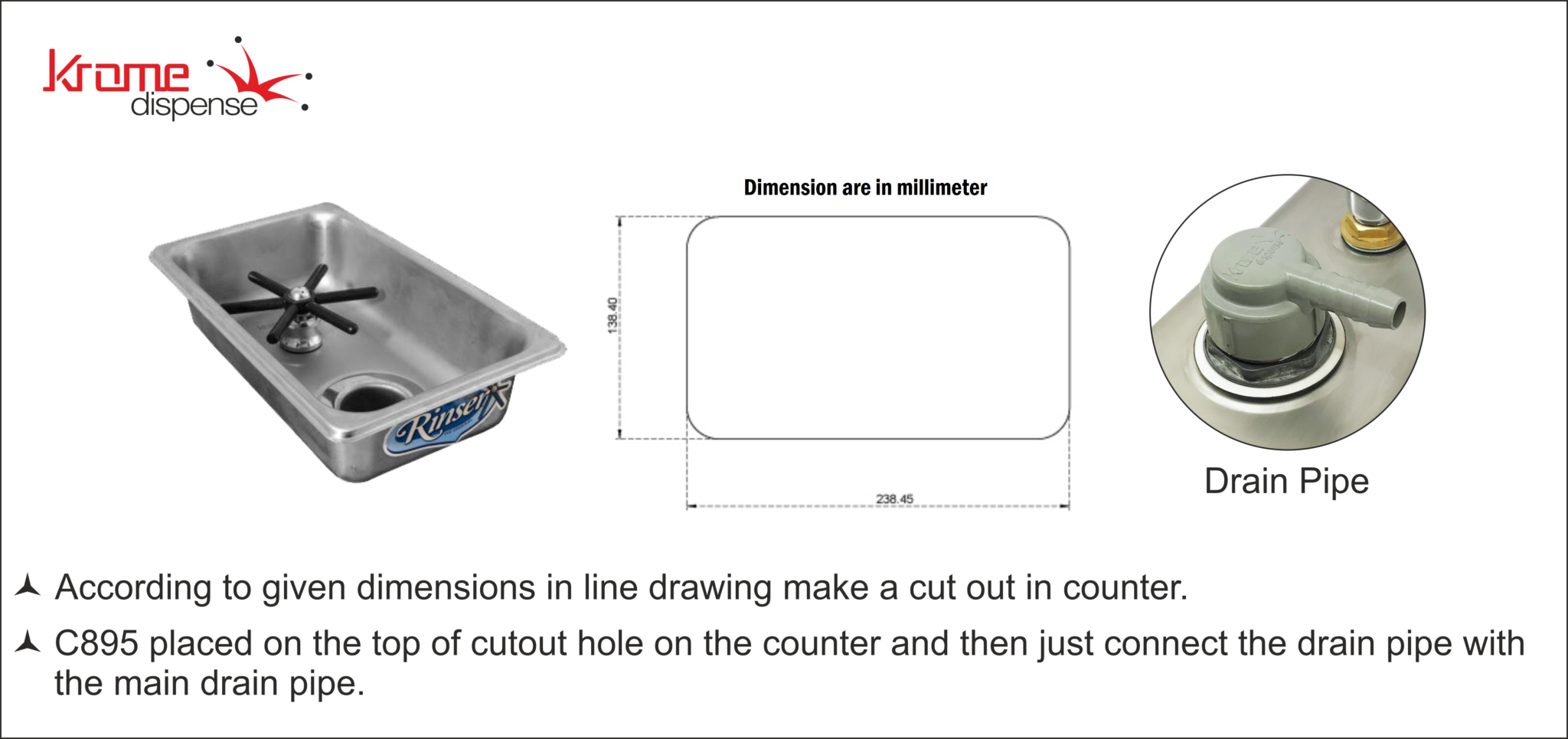 Blender Container Rinser Flush mount || Krome Dispense
